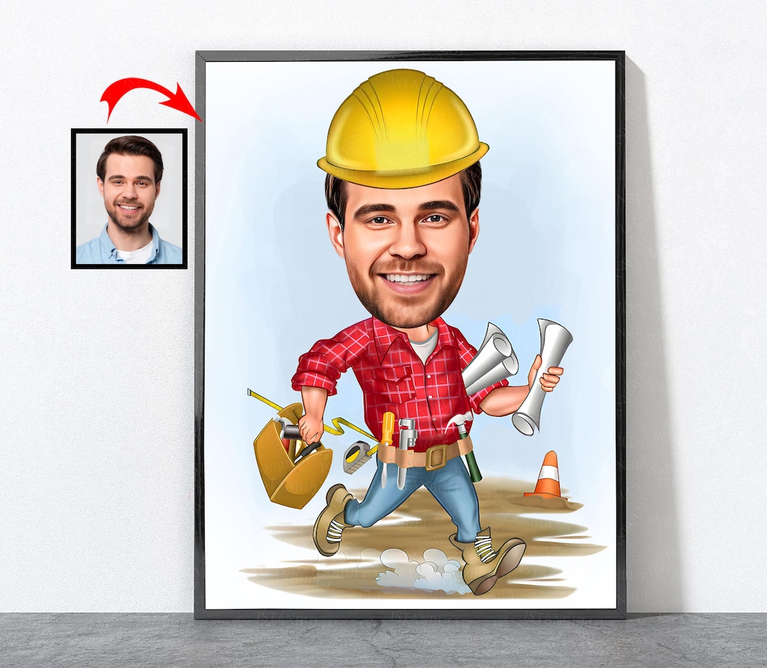 Cartoon Brick Mason Portrait, Custom Brick Mason Portrait From Your ...