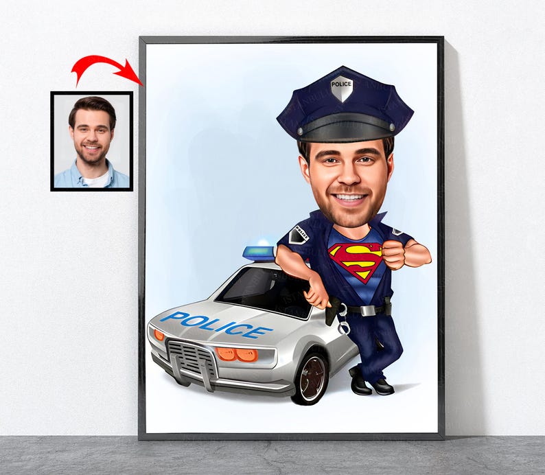 Cartoon Police Portrait, Police Officer Gifts for Him Wife, Police - Etsy