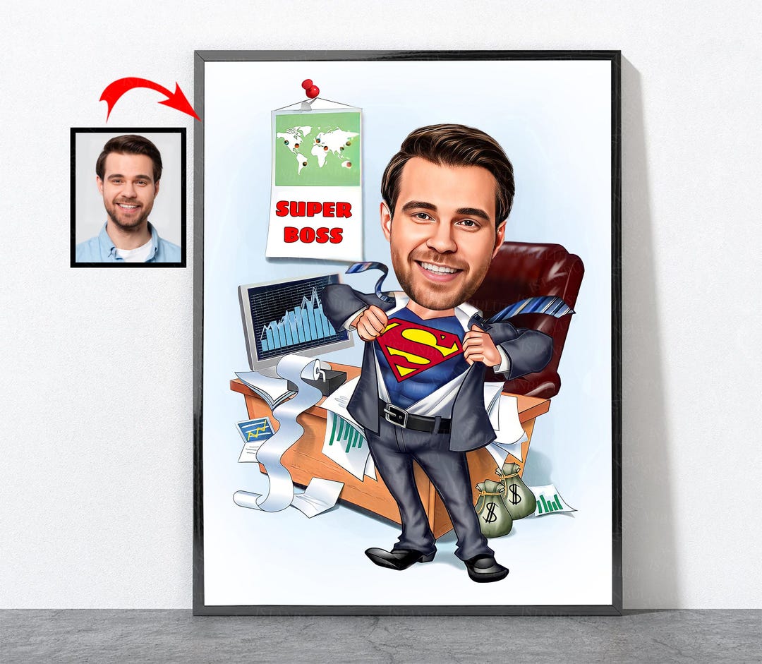 Custom Boss Portrait, Personalized Boss Retirement Gift, Boss Day Gift ...
