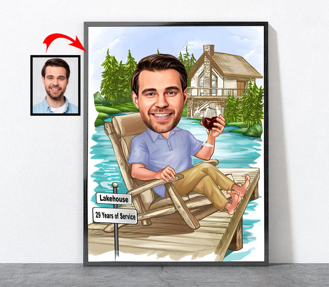 Cartoon Retirement Portrait From Your Photo, Retirement Gifts for Men ...