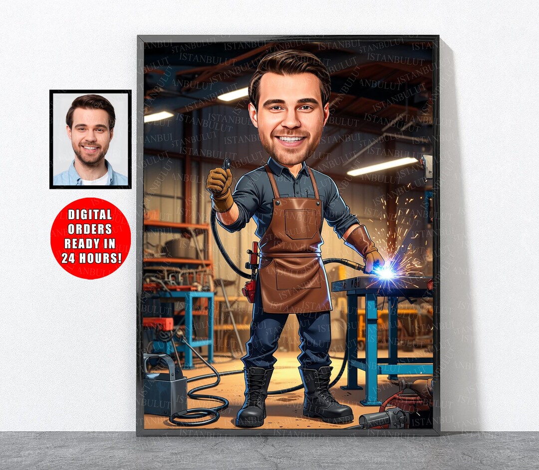 Cartoon Welder Portrait From Photo, Funny Welder Gift for Men - Etsy
