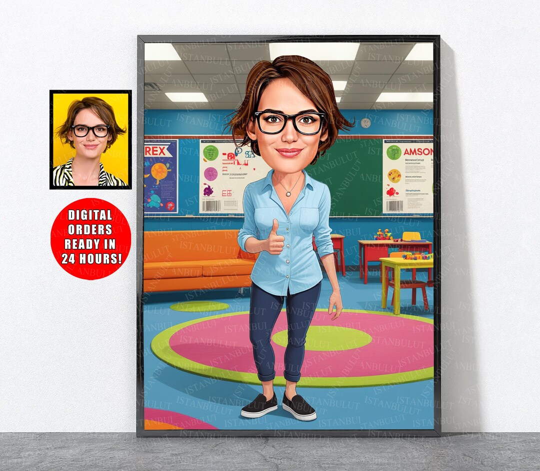 Cartoon Aba Therapist Portrait From Photo, Aba Therapist Gift for Women ...