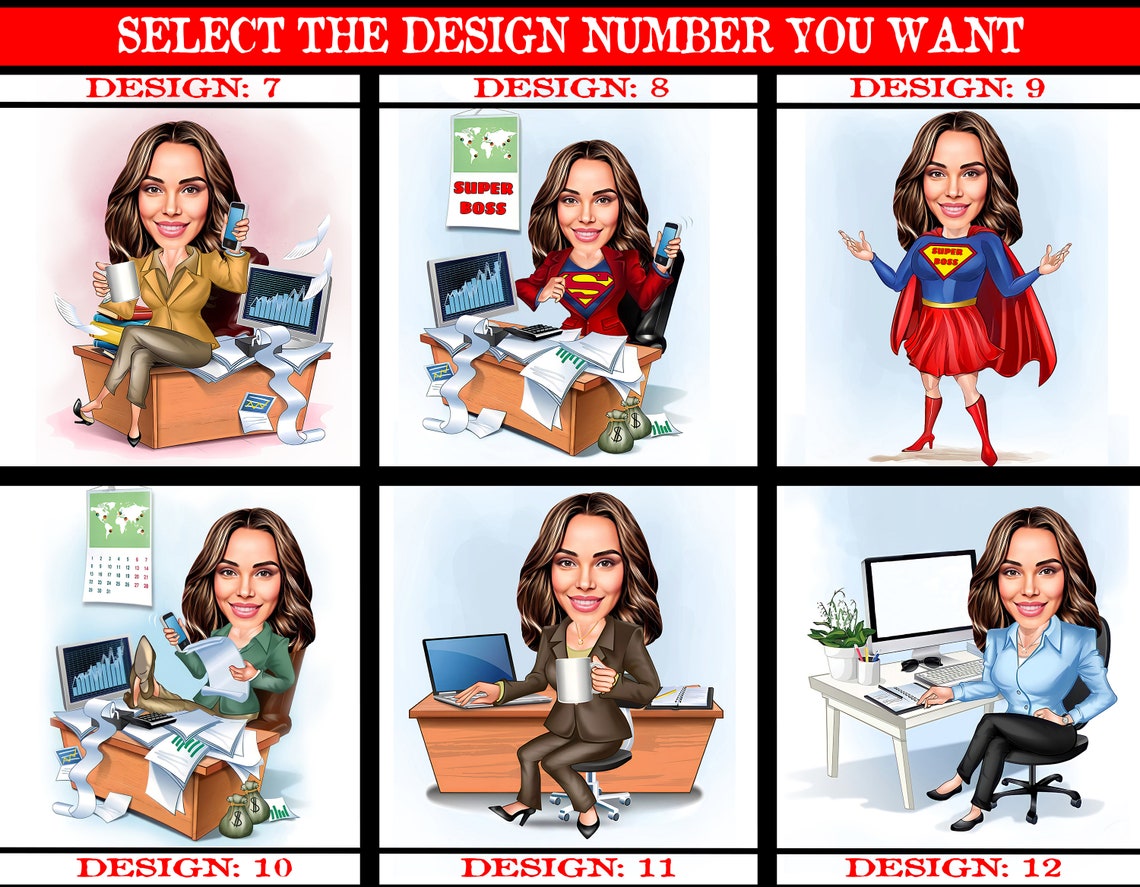 Cartoon Boss Portrait, Boss Gift, Bosses Day Gift Ideas for Him Male ...