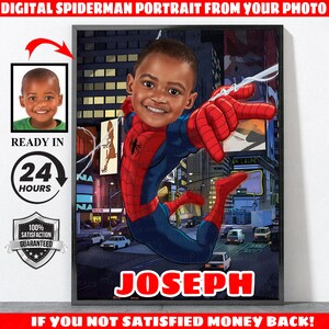 Custom Spiderman Poster, Spiderman Birthday Gift, Superhero Portrait ...
