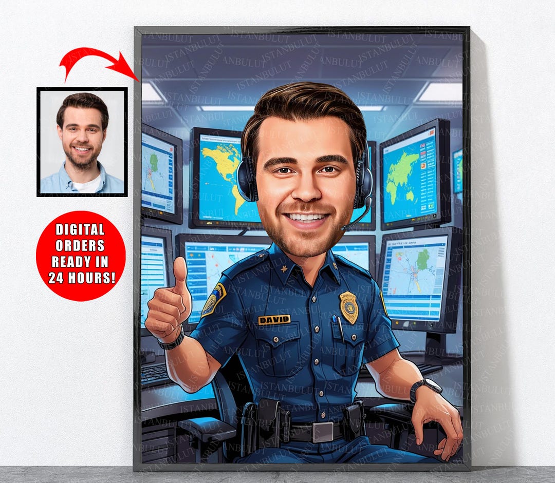 Cartoon 911 Dispatcher Portrait, Personalized 911 Dispatcher Portrait ...
