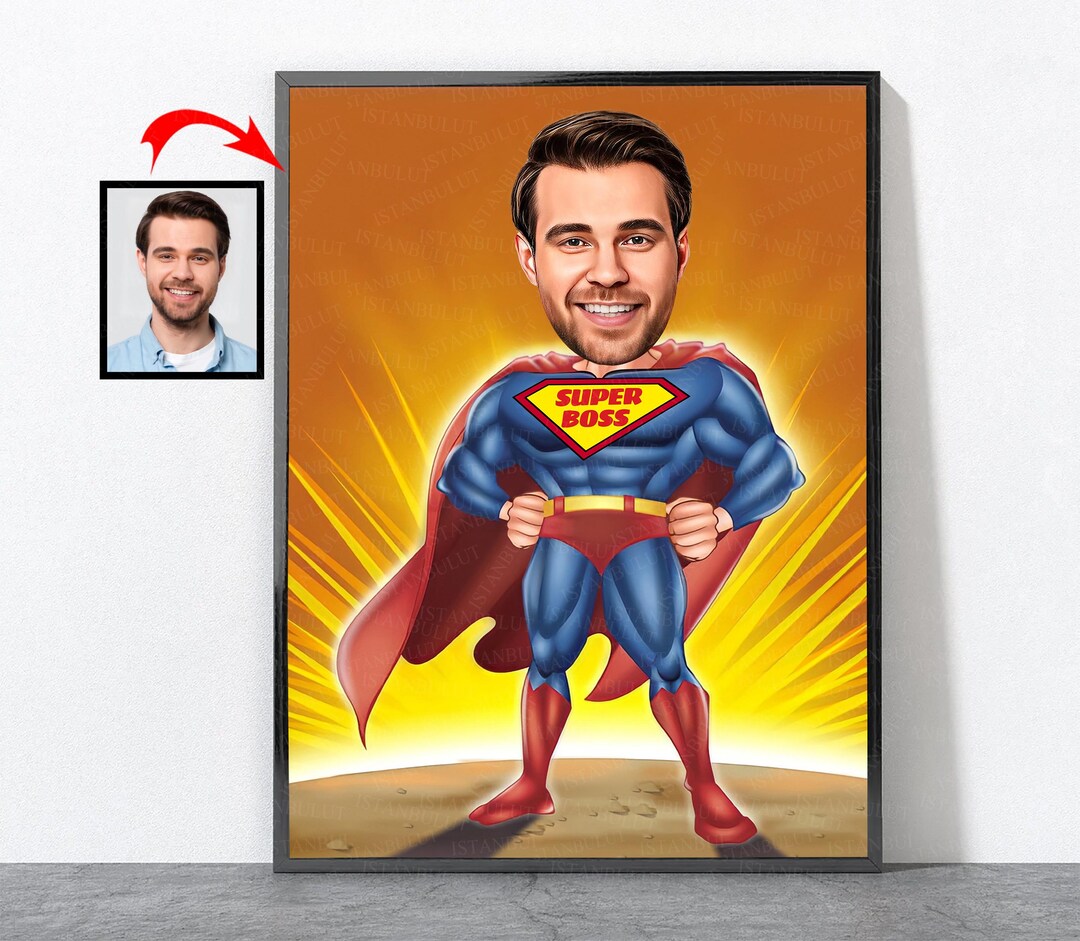 Personalized Boss Portrait, Custom Boss Manager Retirement Birthday ...