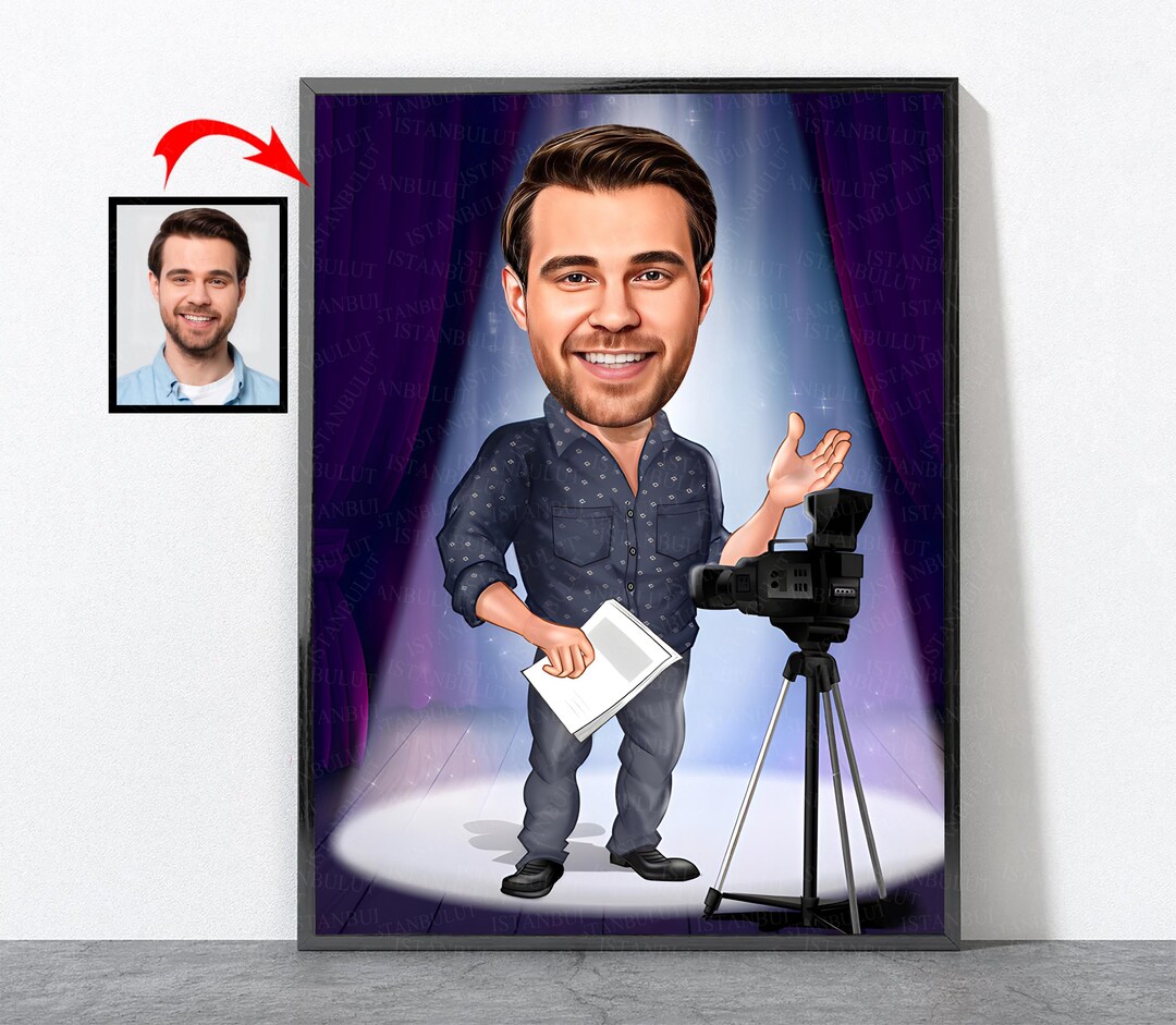 Cartoon Cameraman Portrait, Custom Cameraman Portrait From Your Photo ...