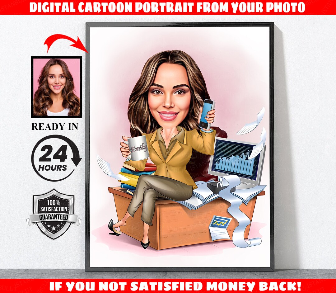 Cartoon Lady Boss Portrait, Bosses Day, Bosses Day Gift for Women, Boss ...