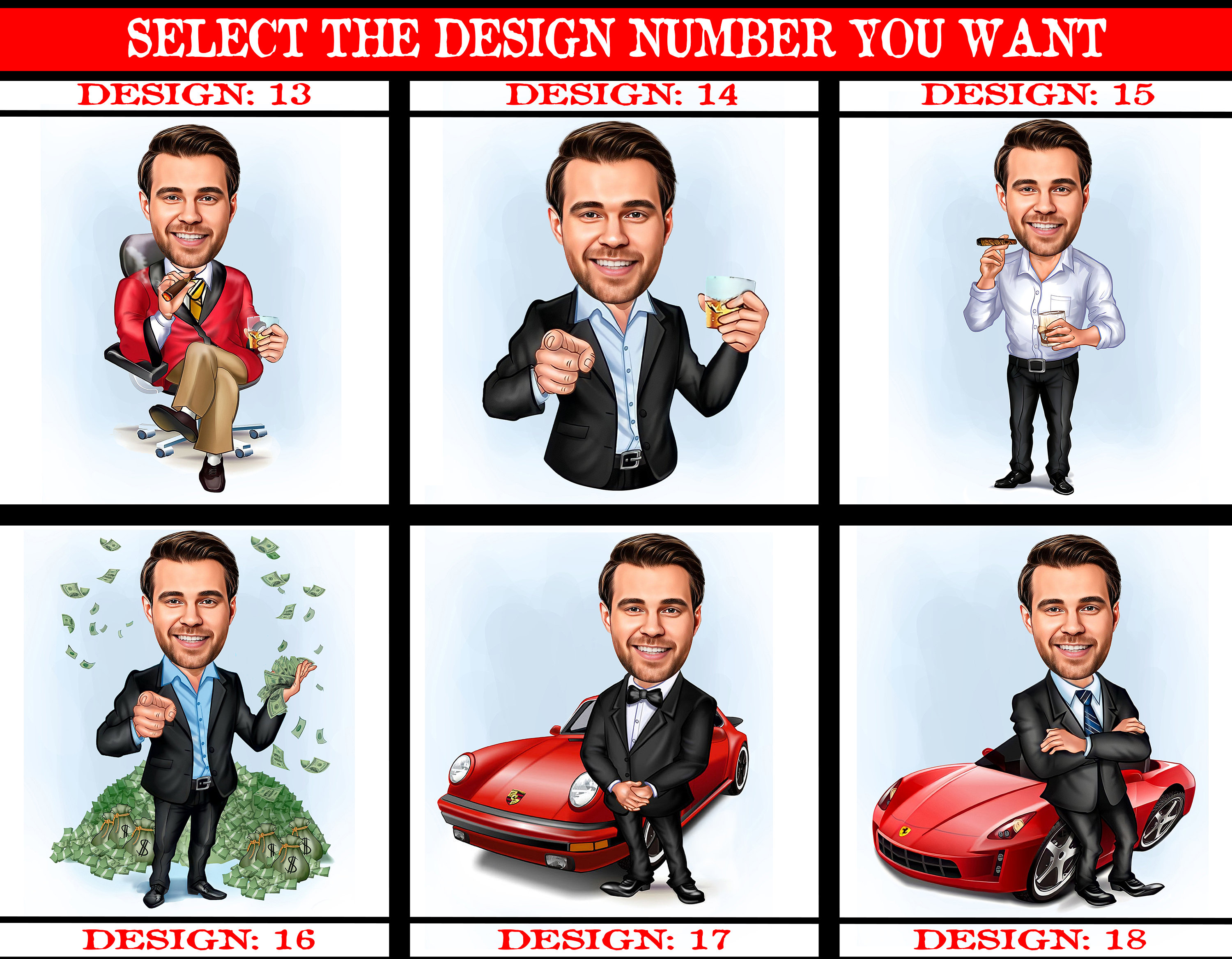 Cartoon Boss Portrait, Boss Gift, Bosses Day Gift Ideas for Him Male ...