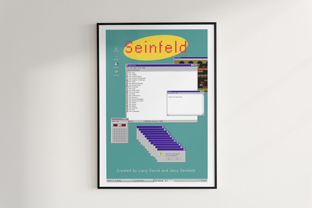 Seinfeld Poster Digital Art Print Retro Windows 95 Style Larry David ...