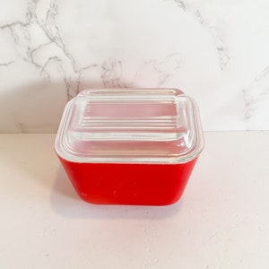 501 Red Pyrex Fridgie With Glass Lid, Pyrex Refrigerator Container, 501 ...