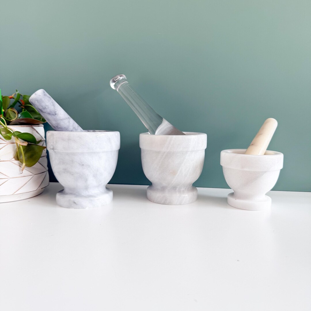 Vintage Marble Mortar and Pestle Set – Herb Grinder, Spice Tool ...