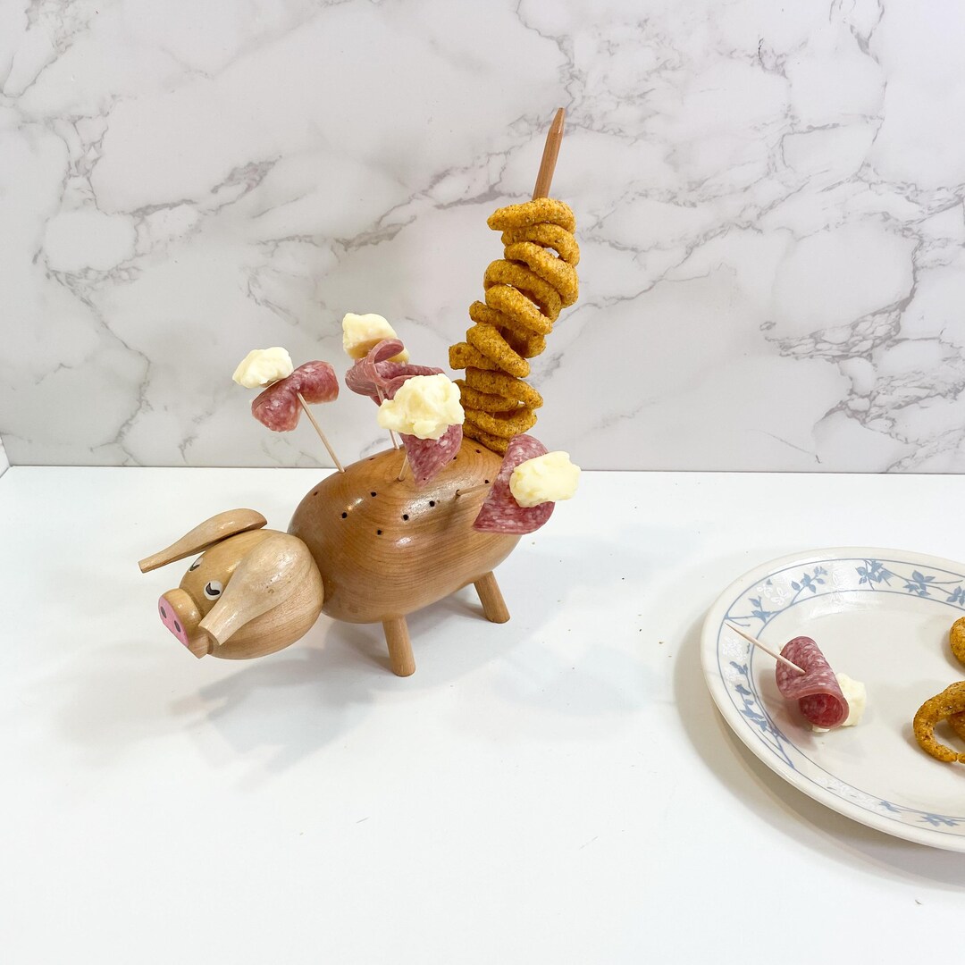 Vintage Hors D'oeuvres Server Featuring a Wood Pig With Holes for ...