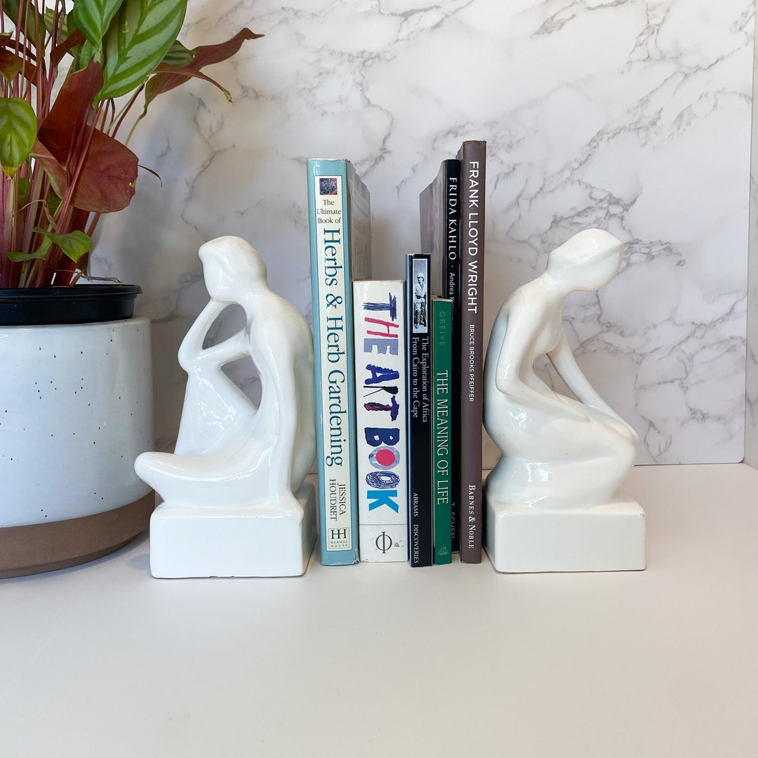 Vintage Art Deco Bookends, Royal Delft Figurines, White Ceramic ...