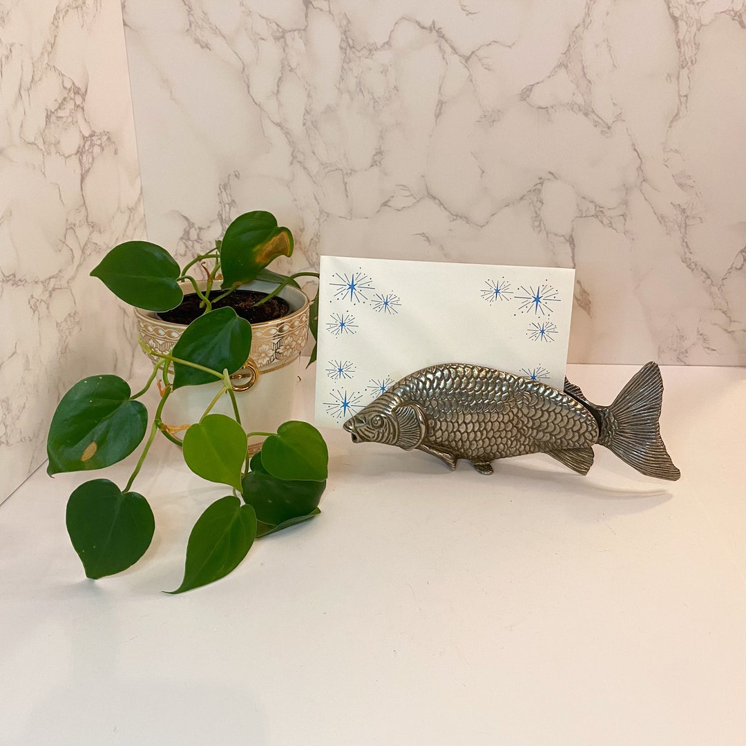 Silver Fish Paperweight, Vintage Italian Fish, Envelope Holder, Napkin ...