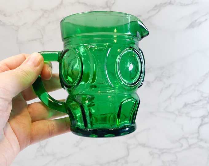 Vintage Wheaton Emerald Green Glass Creamer With Bullseye Pattern ...