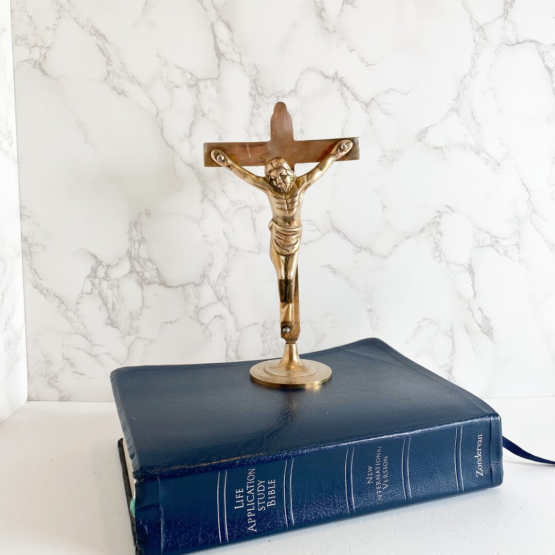 Vintage Brass Christ on Cross, Table Top Cross Decor, Christ ...