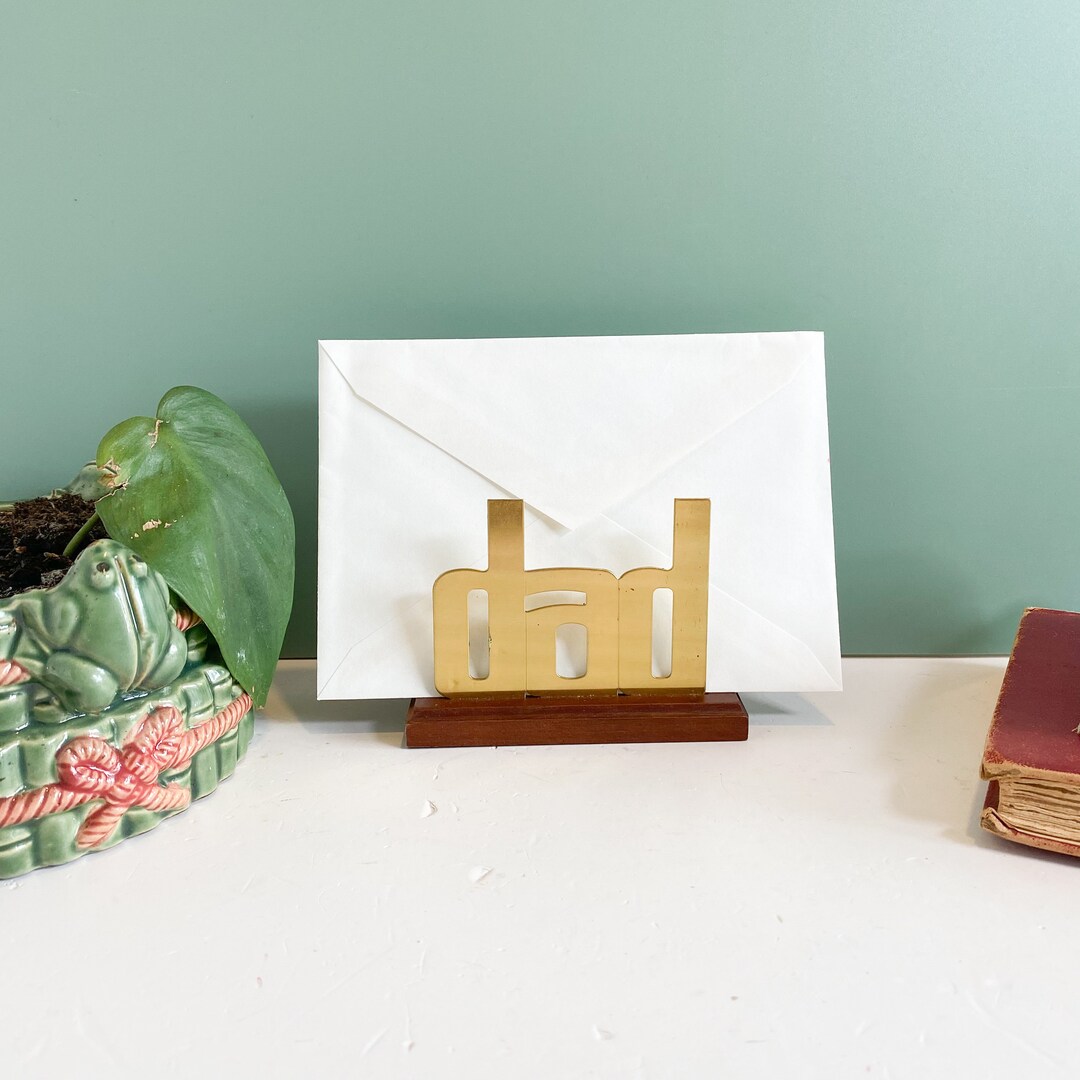 Brass DAD Card Holder, Letter Holder, Napkin Holder, Gift for Fathers ...