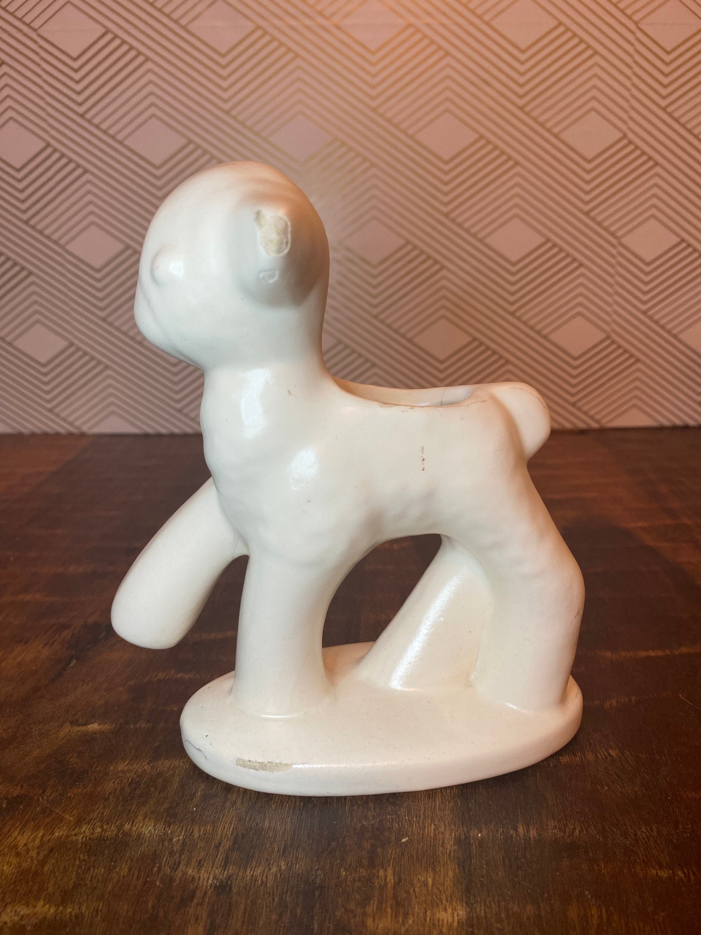 Walking Lamb Planter by Royal Haegar, White Lamb Planter, White Royal ...