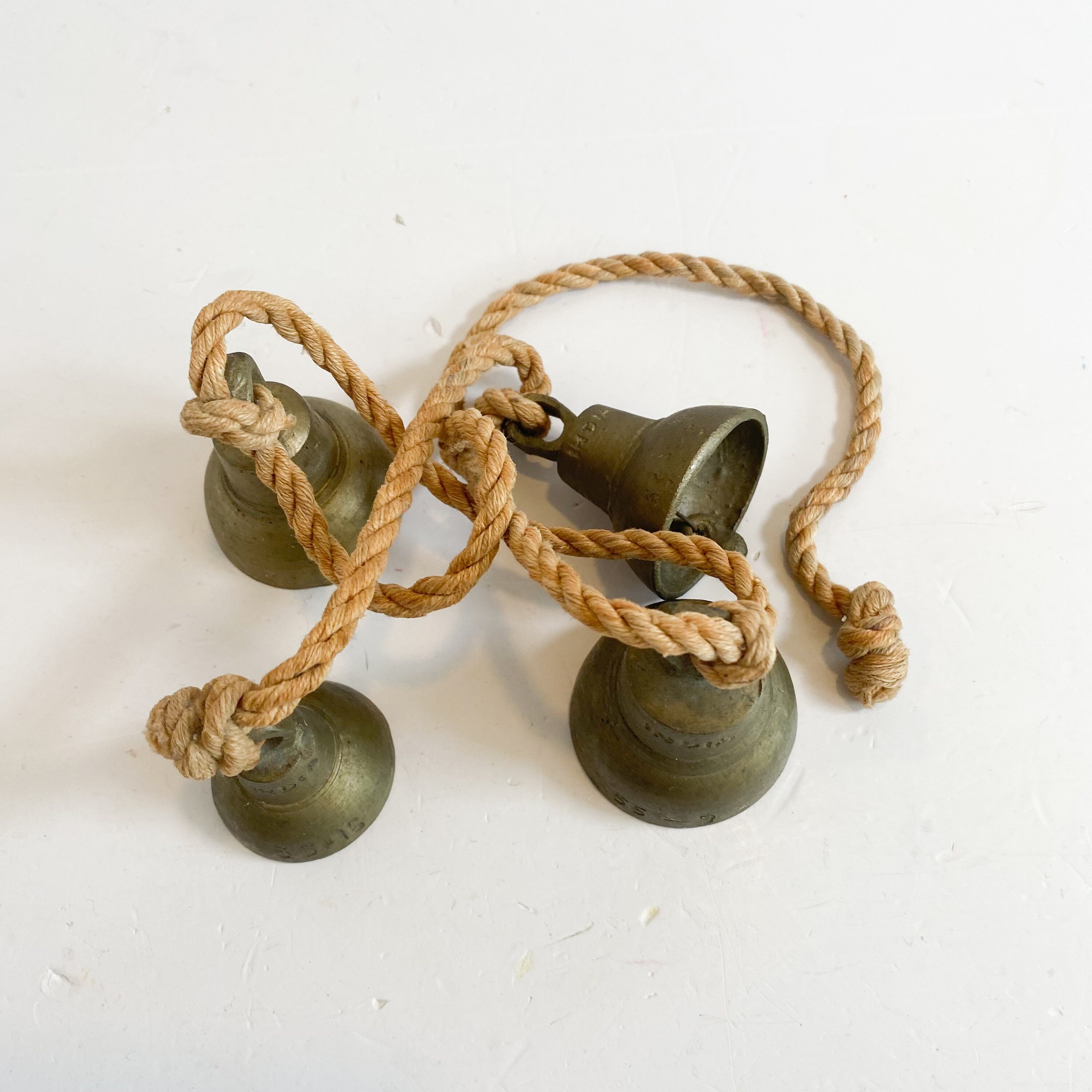 4 Vintage Sarna Bells, Etched Brass Bell, Meditation Tool, Floral ...