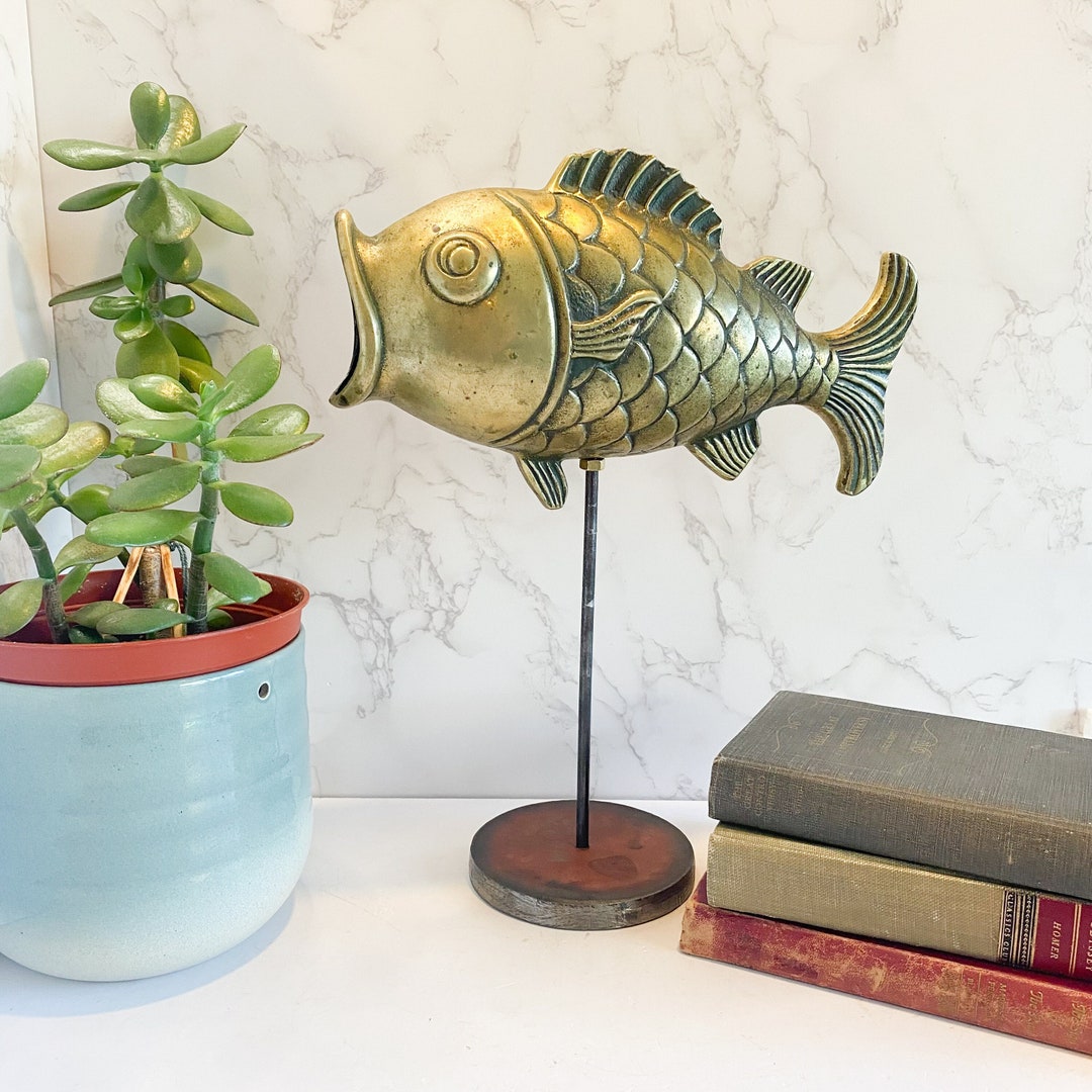 Vintage Brass Koi Fish Sculpture: Nautical Coastal Decor - Etsy