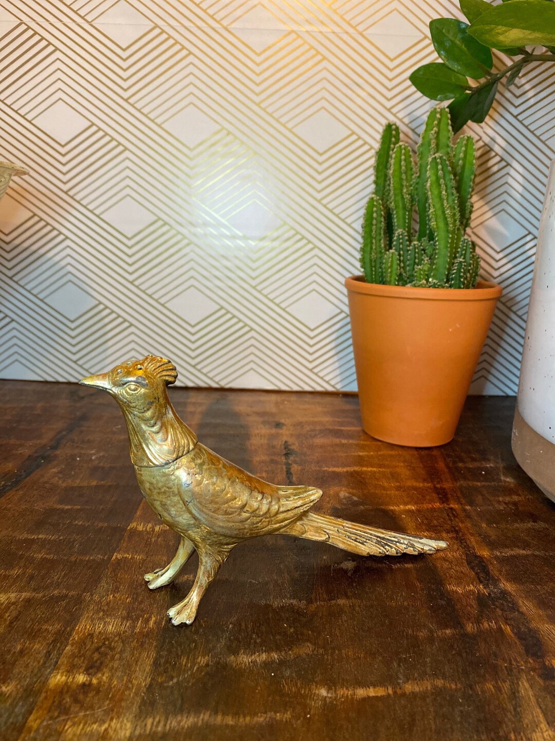 Antique Metal Pheasant Figurine salt Pepper or Seasoning - Etsy