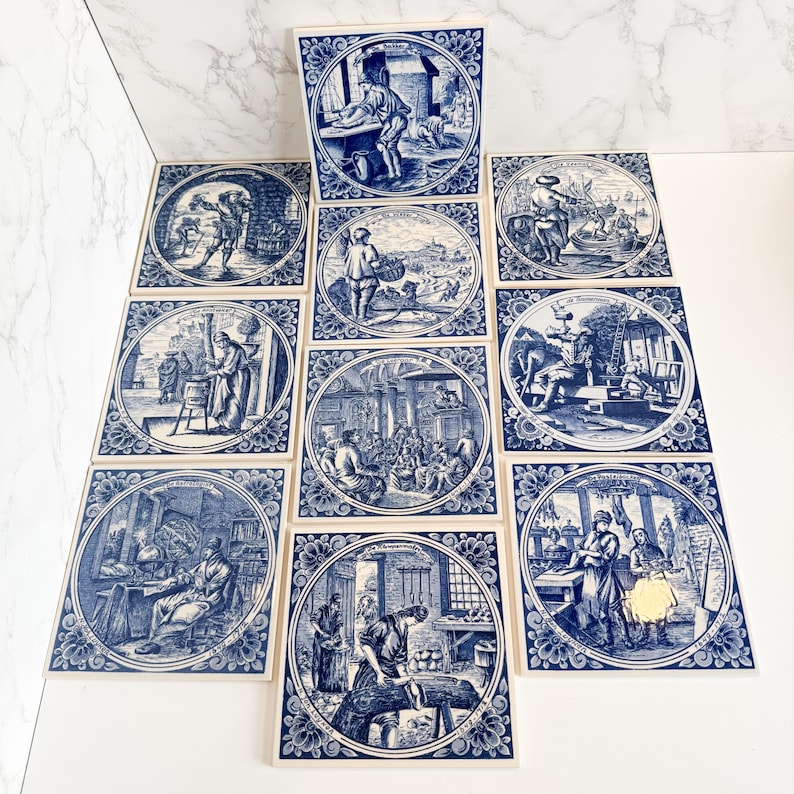 Choice of Vintage Delft Tiles: Jan Luyken Dutch Art, Handpainted in ...