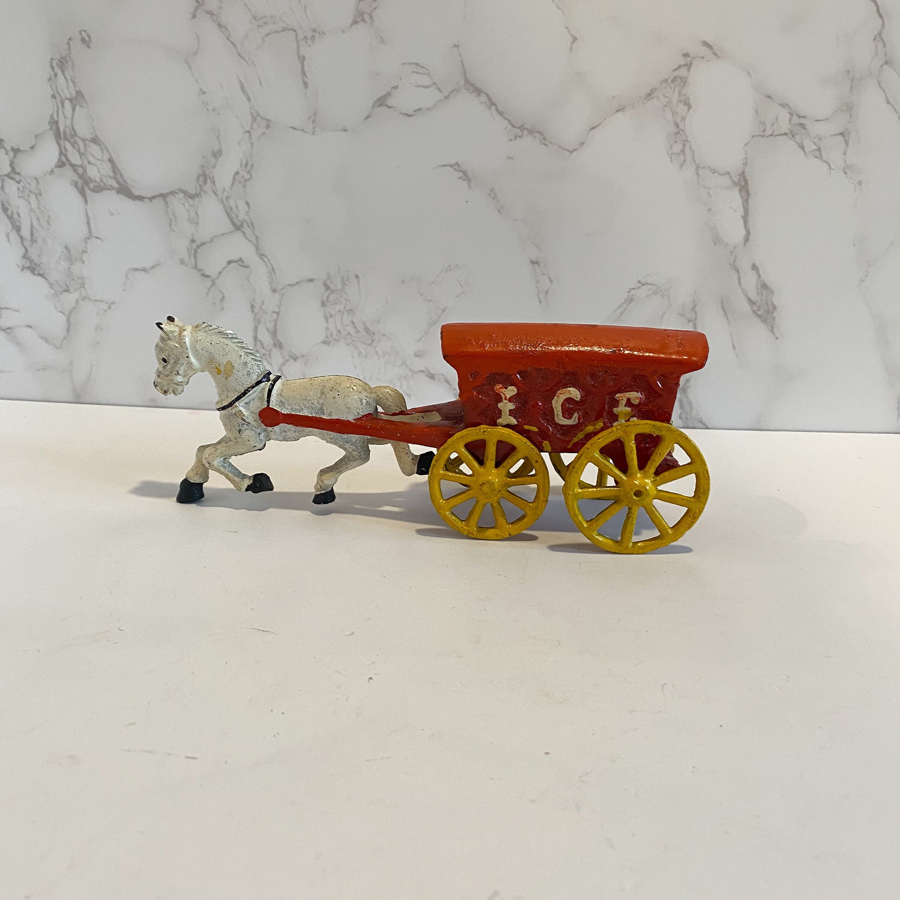 Cast Iron Horse & Ice Wagon, Antique Toy, Cast Iron Toy, Ice Wagon and ...