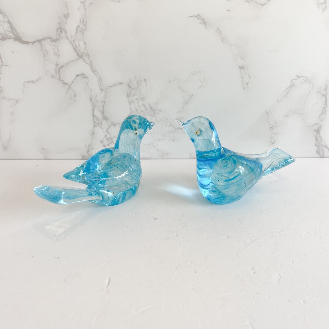 Vintage Art Glass Love Birds in Blue From Italy, Believed to Be Murano ...