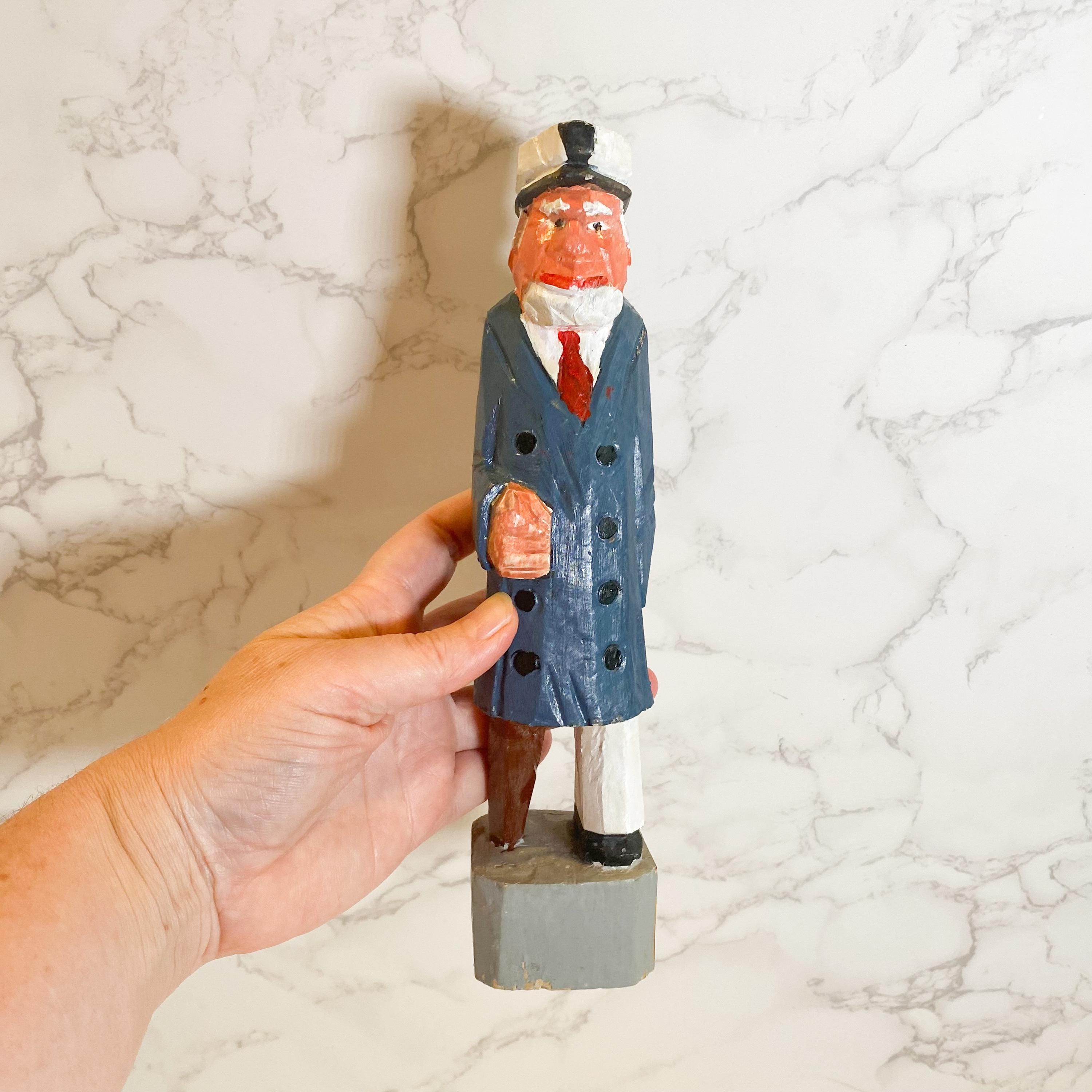 Choice of Vintage Hand Carved Wood Old Salt Figurine: Nautical Coastal ...