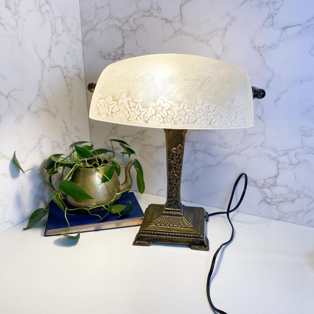 Vintage Bronzed Cast Iron and Glass Bradley & Hubbard Desk Lamp, Piano ...