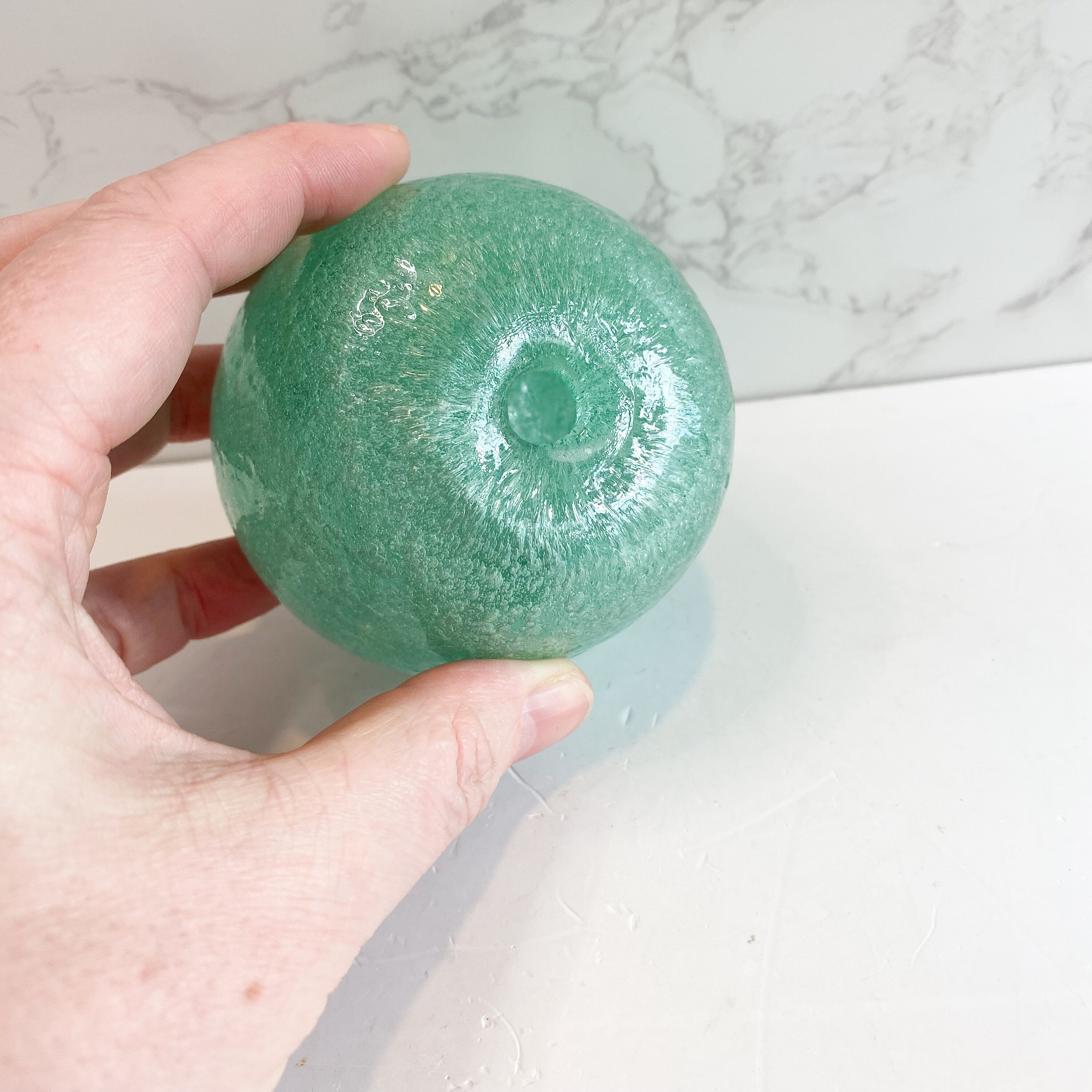 Vintage Sea Green Glass Orb Bud Vase or Paperweight, Aquamarine Glass ...