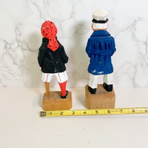 Pair of Vintage Carved Wood Old Salt Figurines Depicting Captain and ...