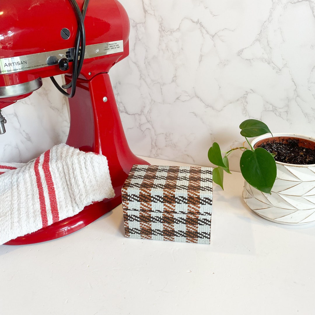 Vintage Brown & White Plaid Recipe Box, Syndicate MFG, Recipe Box With ...