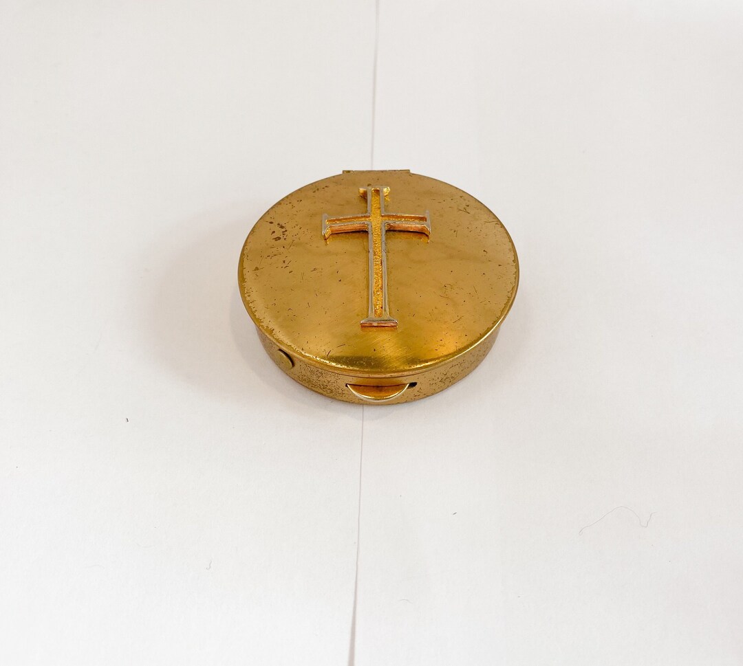 Vintage Brass Pill Box With Cross, Purse Pill Case, Christian Cross ...