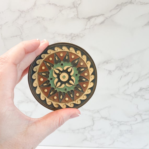 Vintage Greek Byzantine Mosaic Enamel Over Solid Bras… - Gem