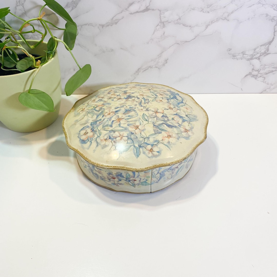 Antique Floral Storage Tin: Ruffle Edge Vintage Cookie Jar - Etsy
