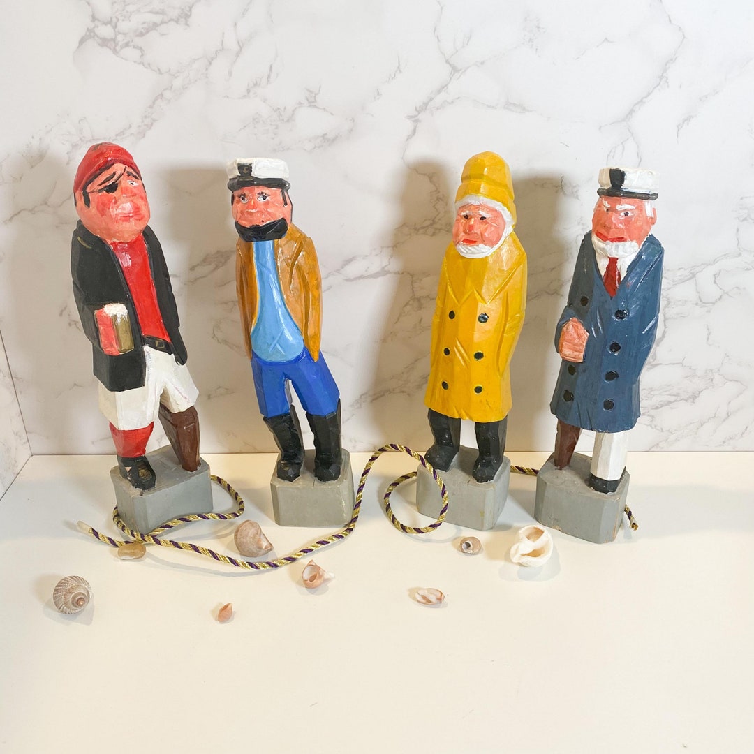 Choice of Vintage Hand Carved Wood Old Salt Figurine: Nautical Coastal ...