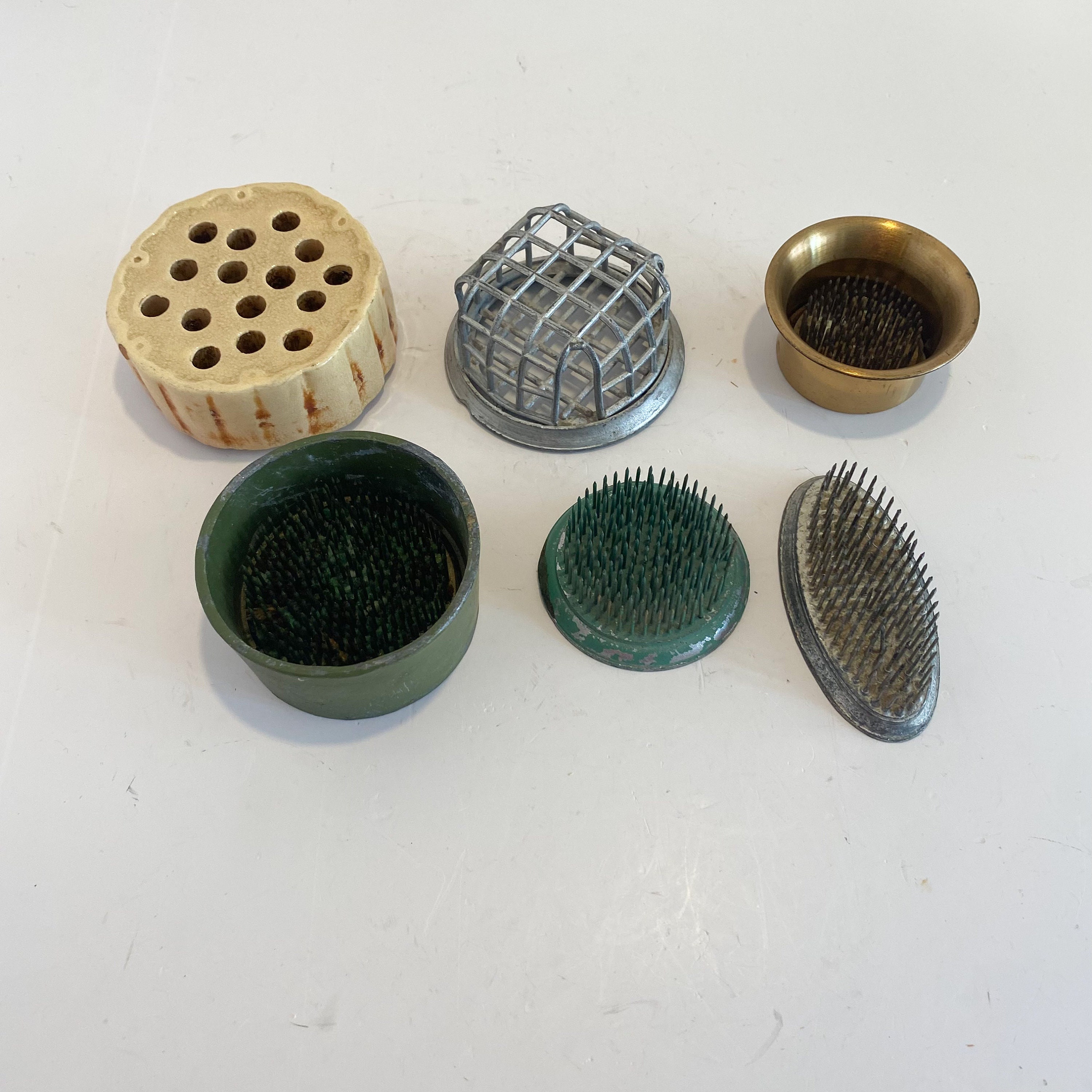 Vintage Flower Frog, Choose One or More, Glass Flower Frog, Metal ...