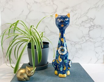 Blue Ceramic Cat - Etsy