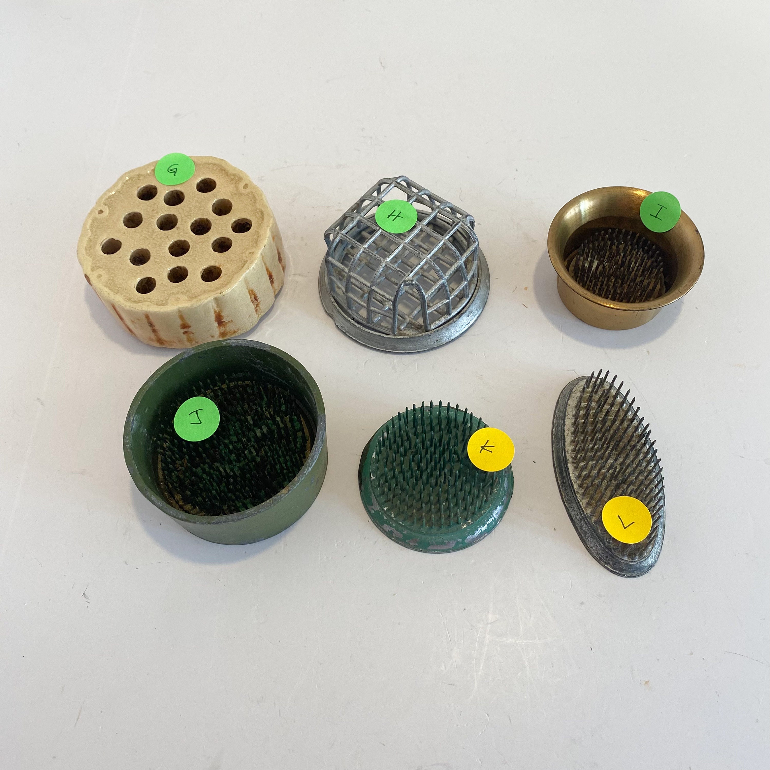 Vintage Flower Frog, Choose One or More, Glass Flower Frog, Metal ...