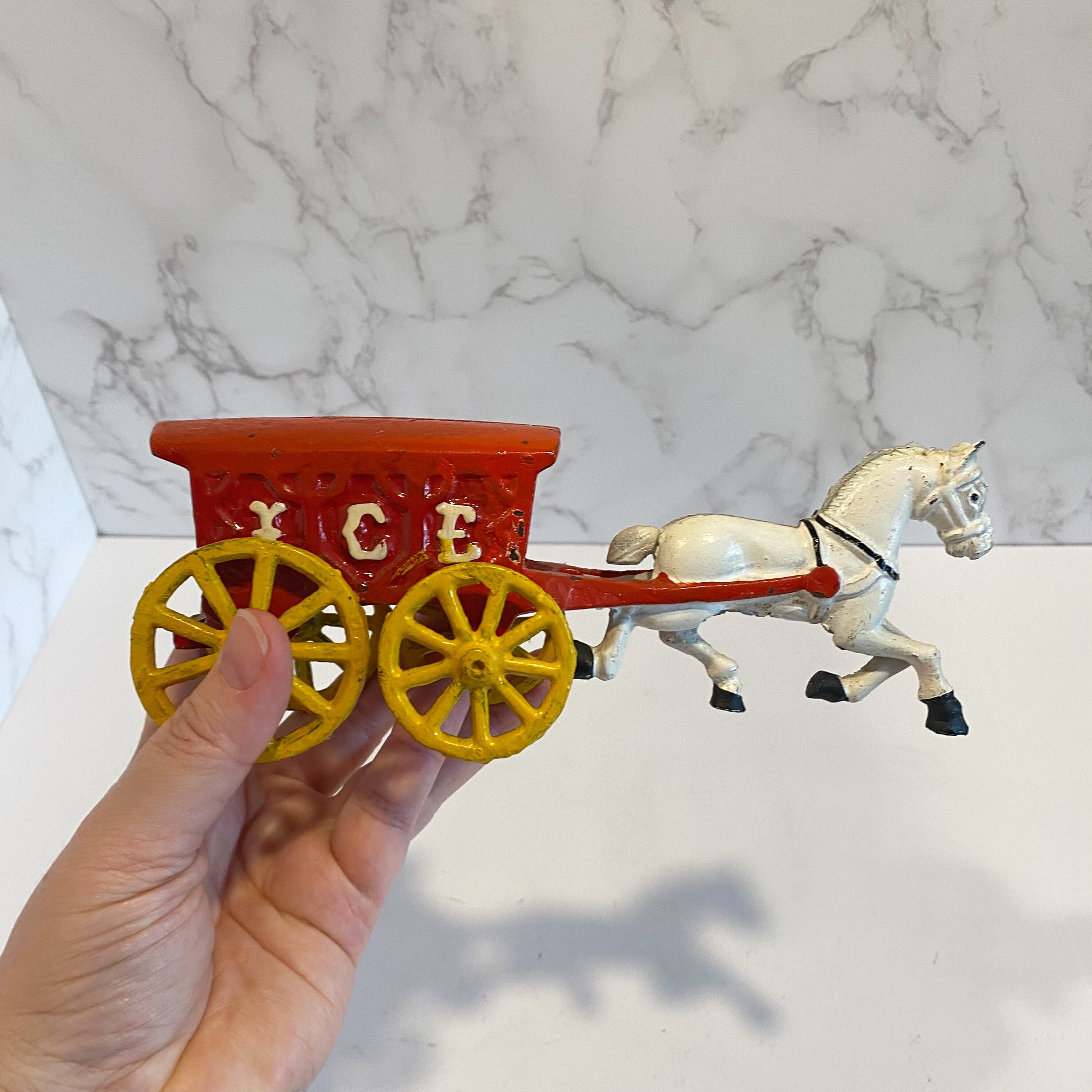 Cast Iron Horse & Ice Wagon, Antique Toy, Cast Iron Toy, Ice Wagon and ...