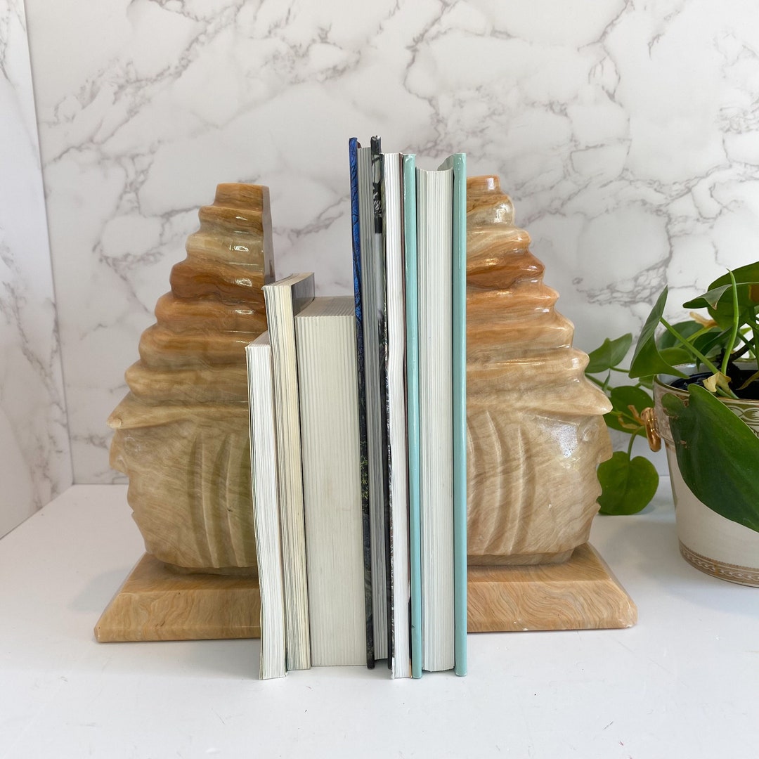 Pair of Carved Marble Mayan Bookends, Stone Aztec Bookends, Native ...
