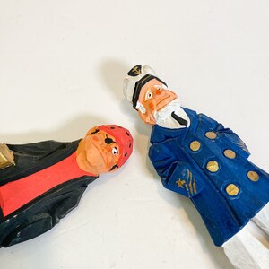 Pair of Vintage Carved Wood Old Salt Figurines Depicting Captain and ...