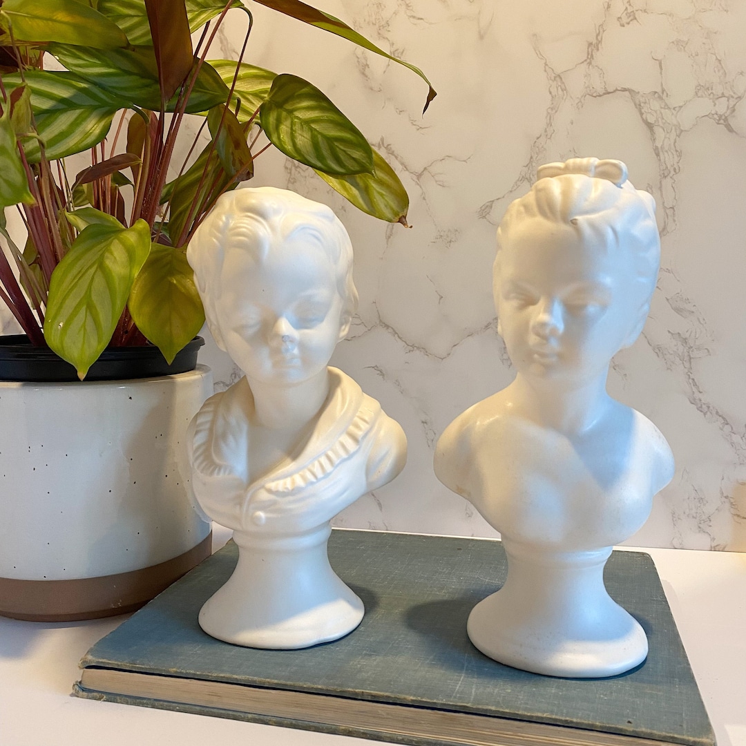 Pair of Vintage Busts of Boy & Girl Children, Boy Bust, Girl Bust ...