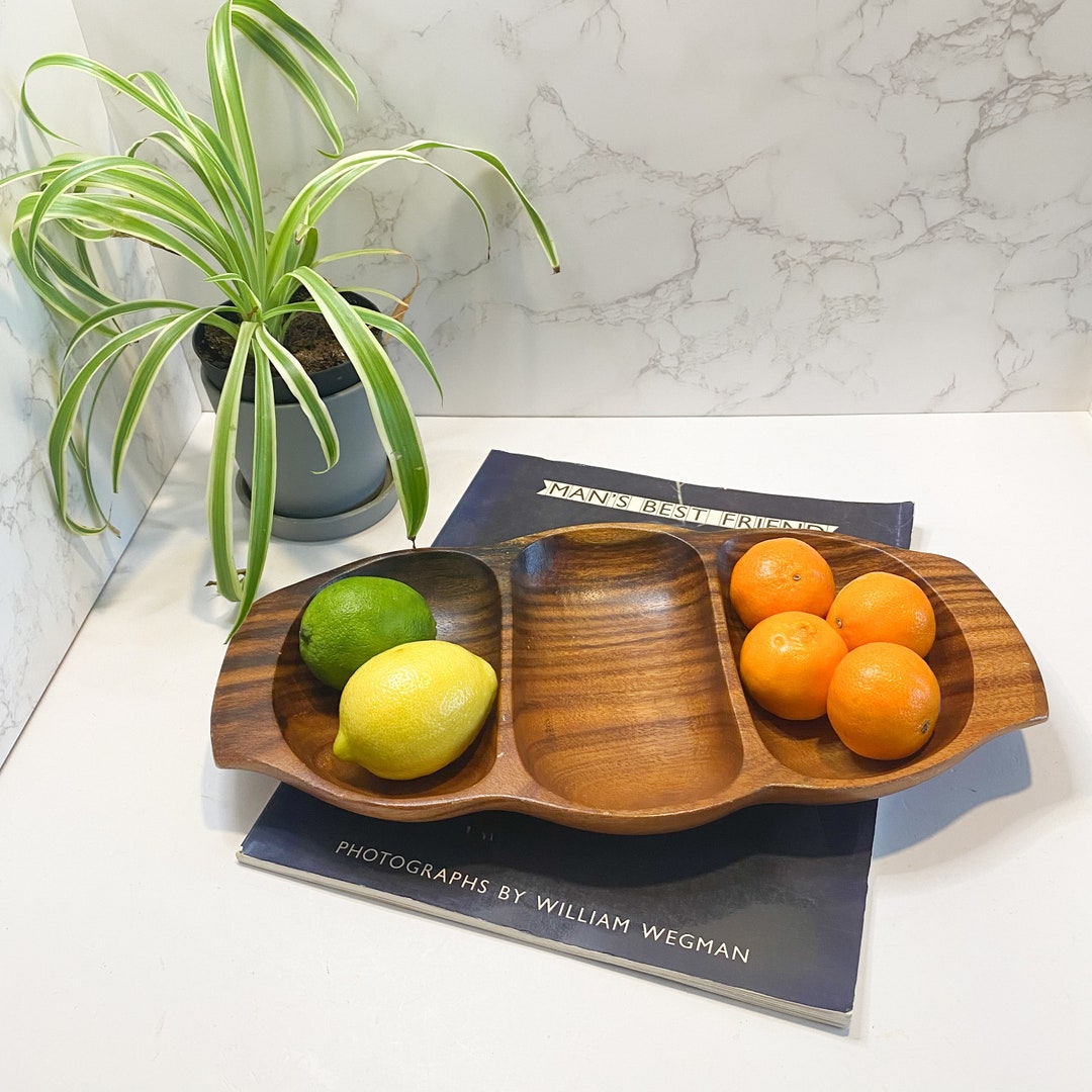 Vintage Monkey-pod Wood Multi-compartment Tray, Wood Serving Tray, Wood ...