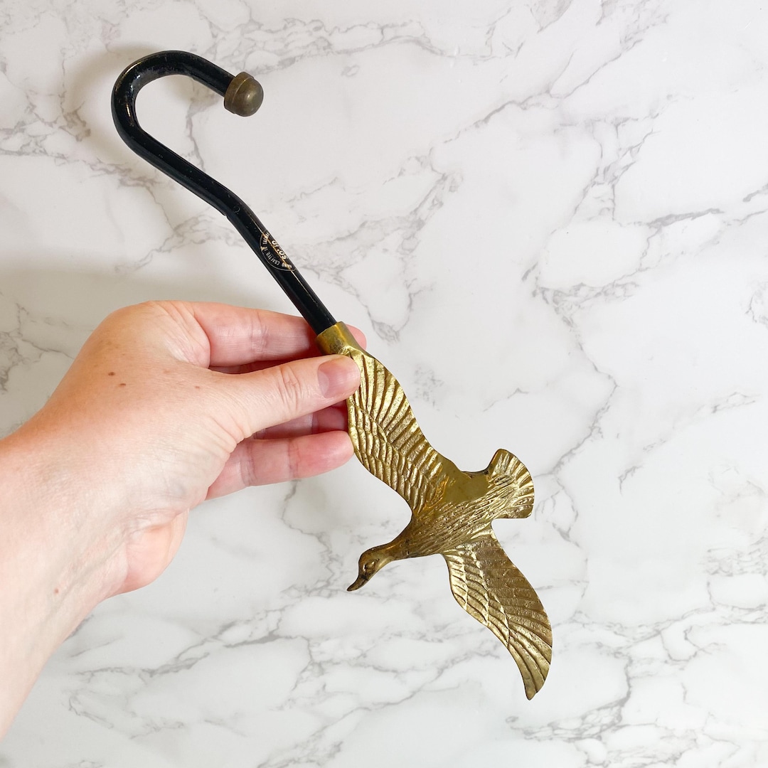 Brass Goose Fireplace Chimney Damper Pull, Flue Handle, Vintage Solid ...