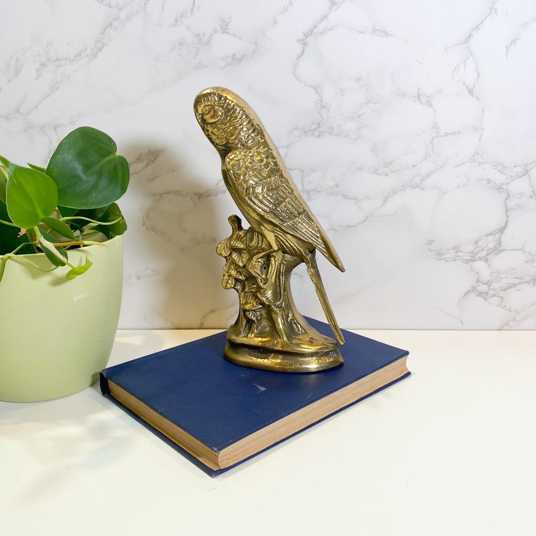 Vintage Brass Parakeet Figurine, Gift for Bird Lover, Brass Budgie ...
