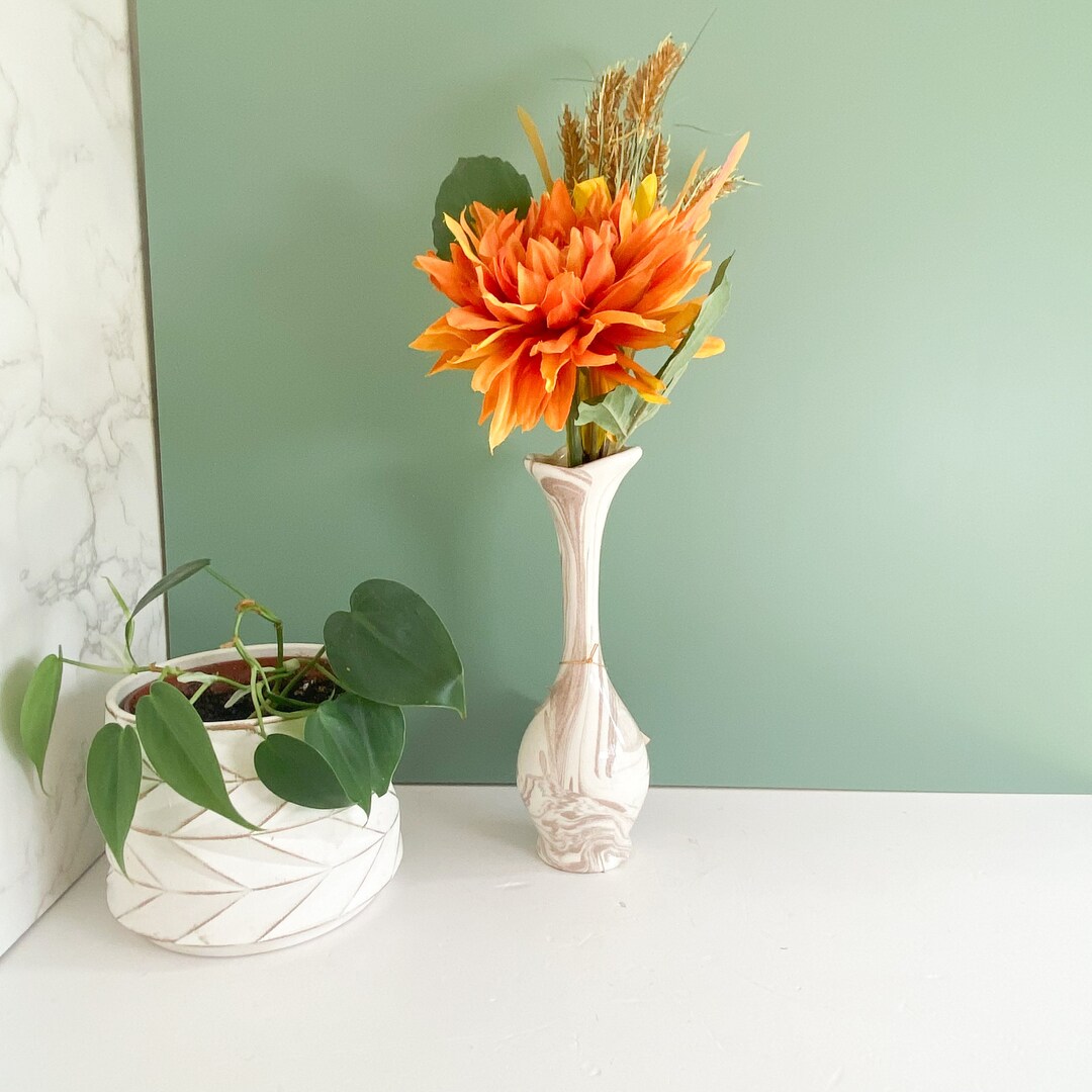 Vintage Vase Created From Ash & Clay of Mount Saint Helens, Striated ...