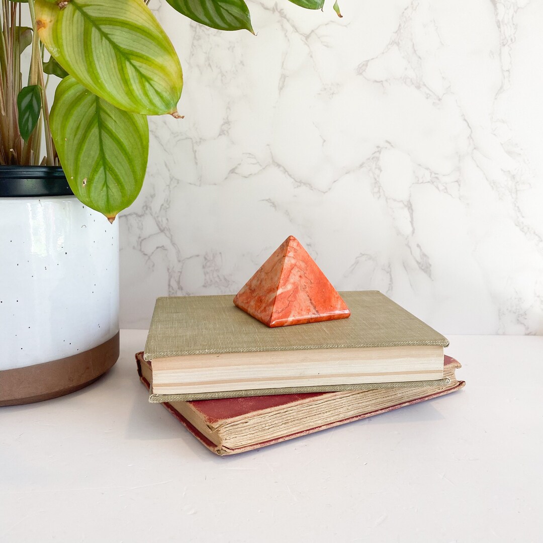Orange Pyramid Paperweight, Vintage Pyramid Paperweight, Orange ...